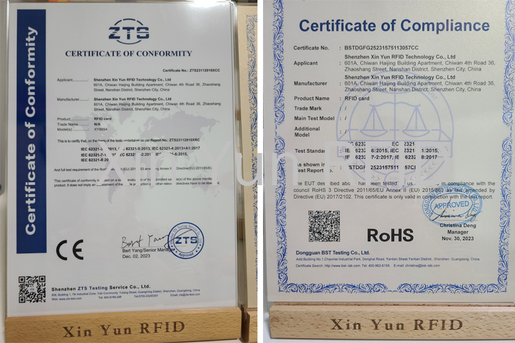 CE & Rosh Certificates of RFID Cards - Hotel Ving Card, RFID Cards, NFC ...